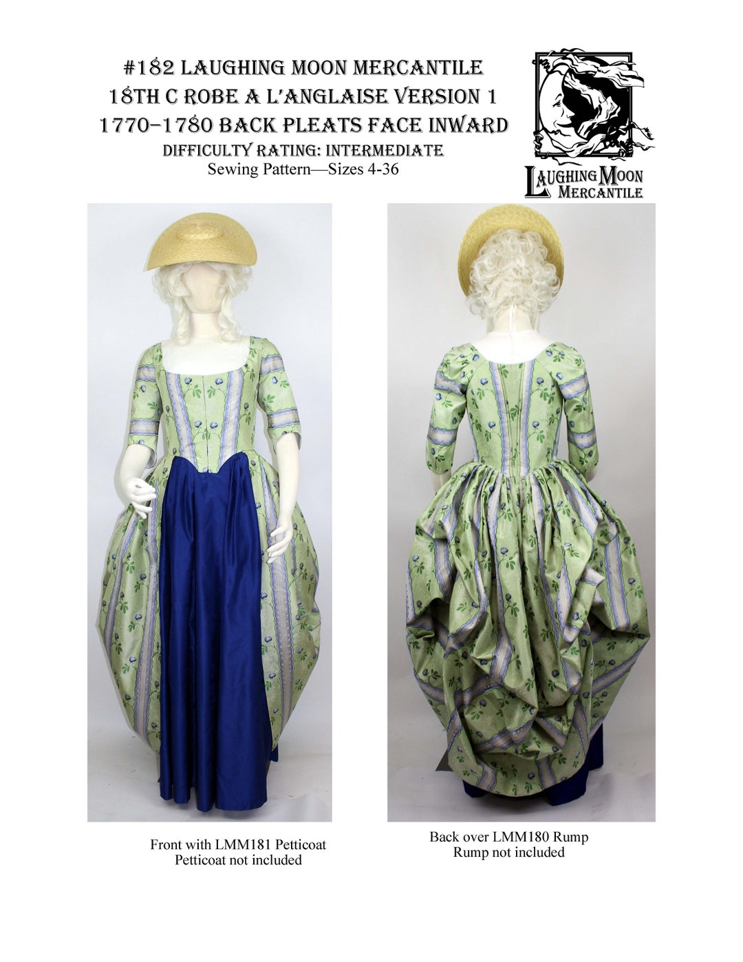 182 Robe a L'anglaise Routrousse 1770-1780- Back Pleats Face Inward ...