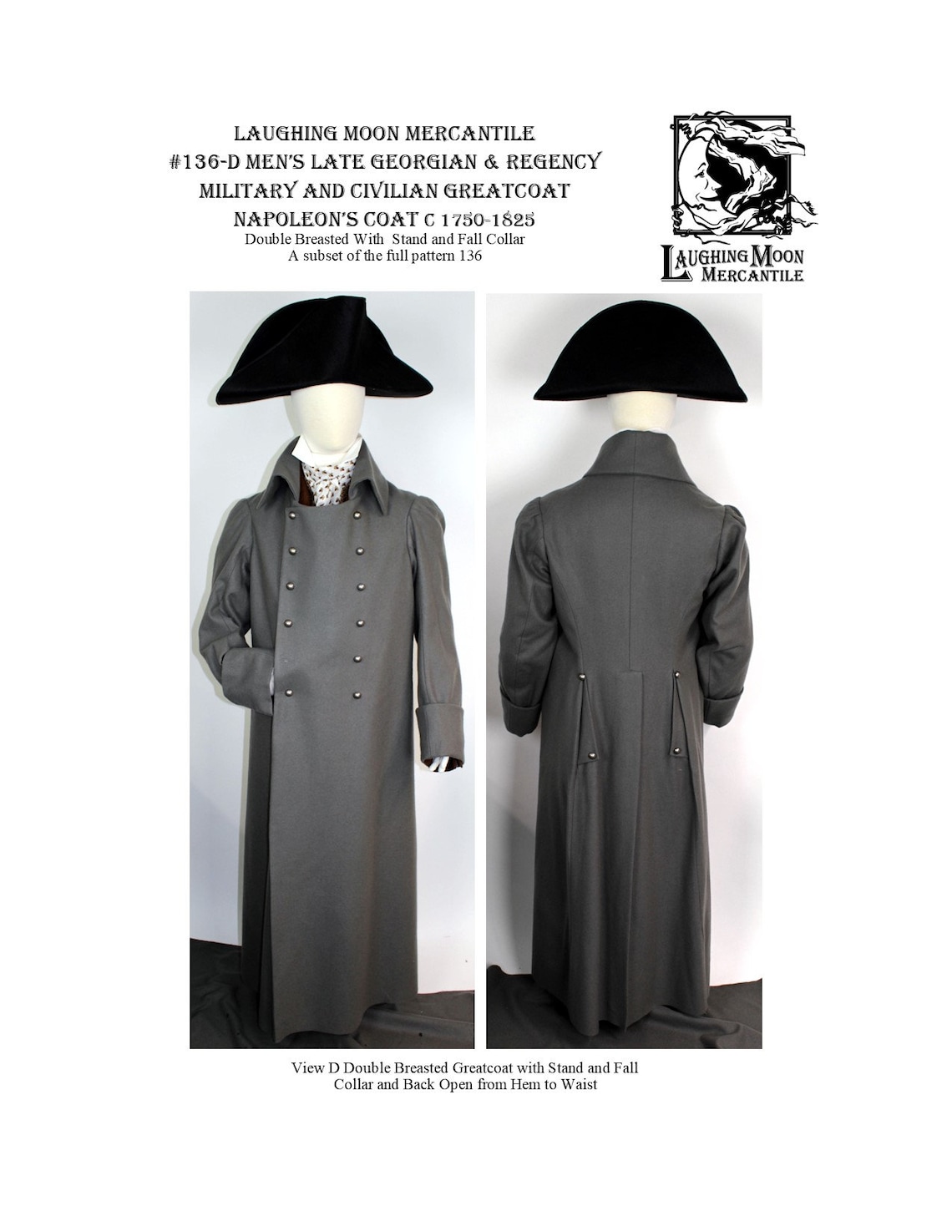 136-D Napoleon's Greatcoat-overcoat-georgian/regency Men's Double ...