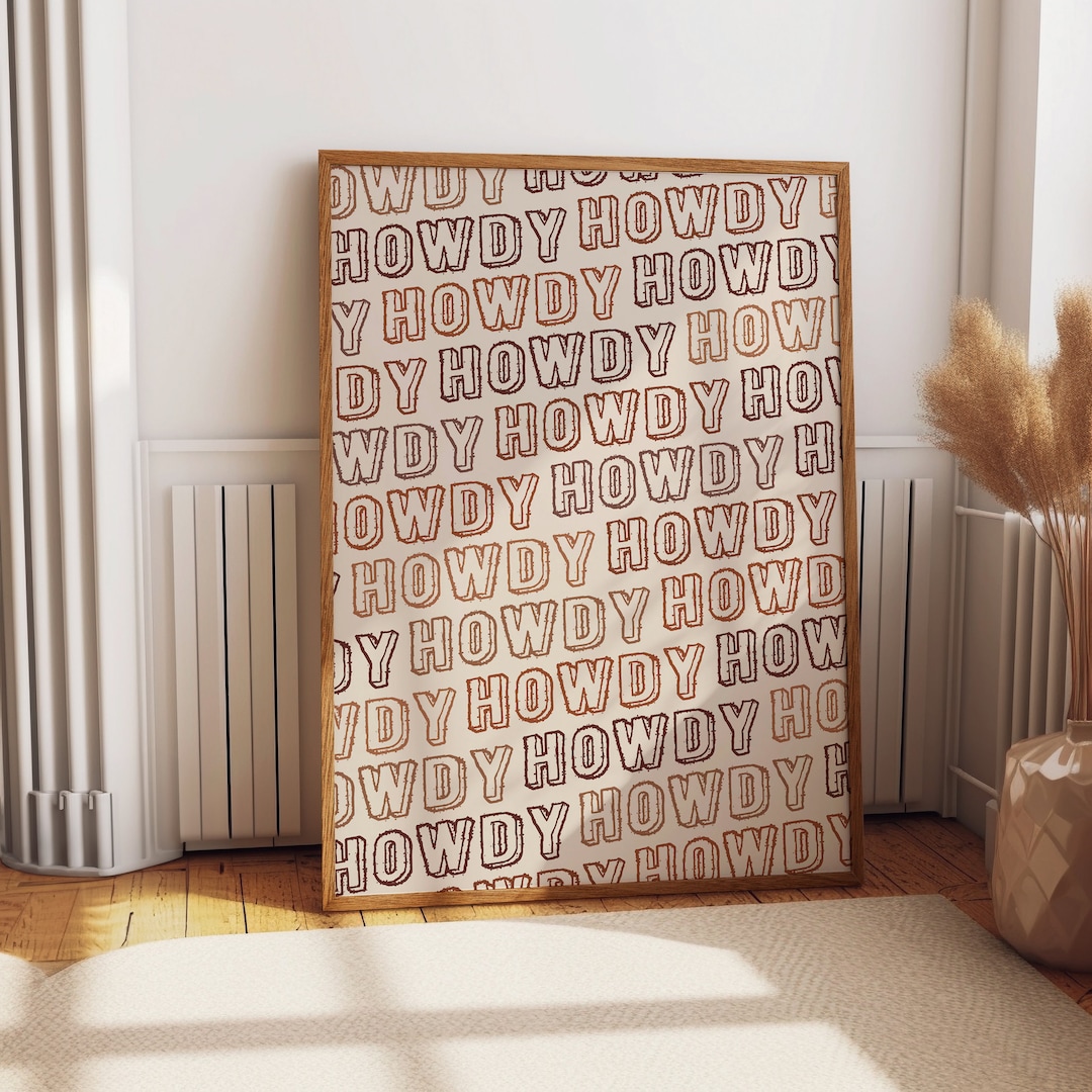 Howdy Pattern Print Poster Western Rodeo Trendy Art Printable Trendy ...