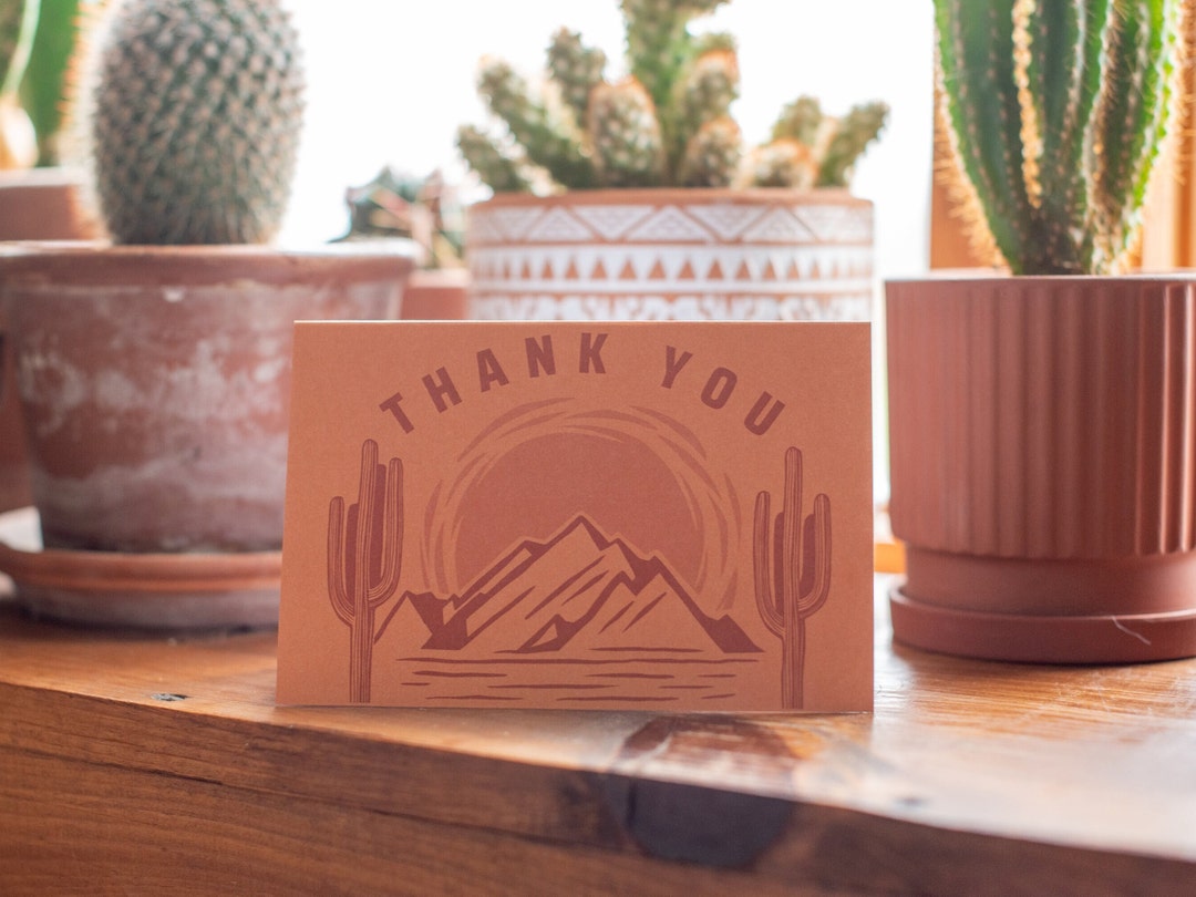 Southwest Desert Thank You Cards Cactus Western Agriculture - Etsy