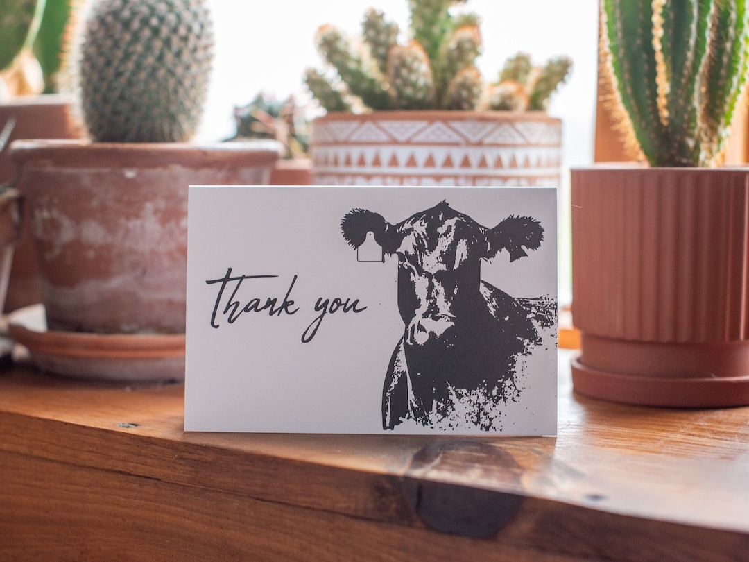 Cow Thank You Cards Cattle Angus Simmental Cards Western Agricultural ...