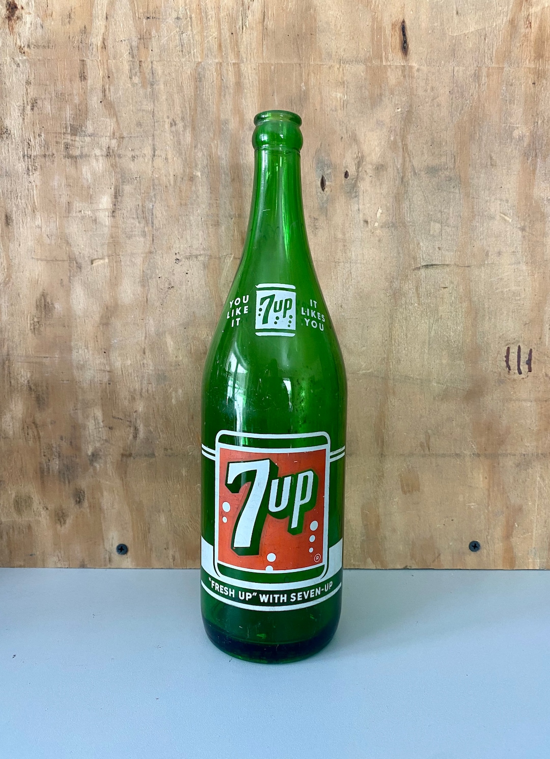 7up 1 Pint Glass Bottle Vintage - Etsy