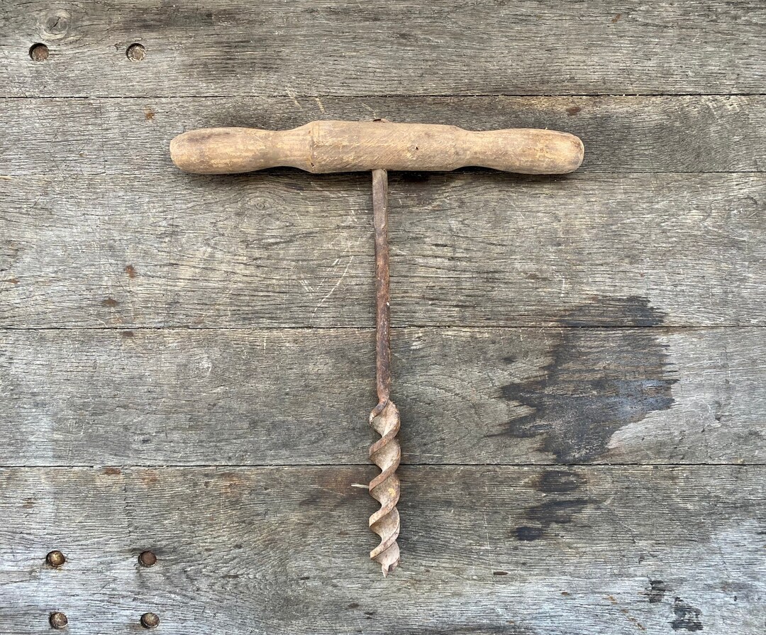 Primitive Boring Tool, Hand Auger With Wooden Handle, Antique - Etsy