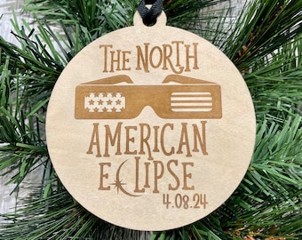 2024 Total Solar Eclipse Wood Ornament - Etsy