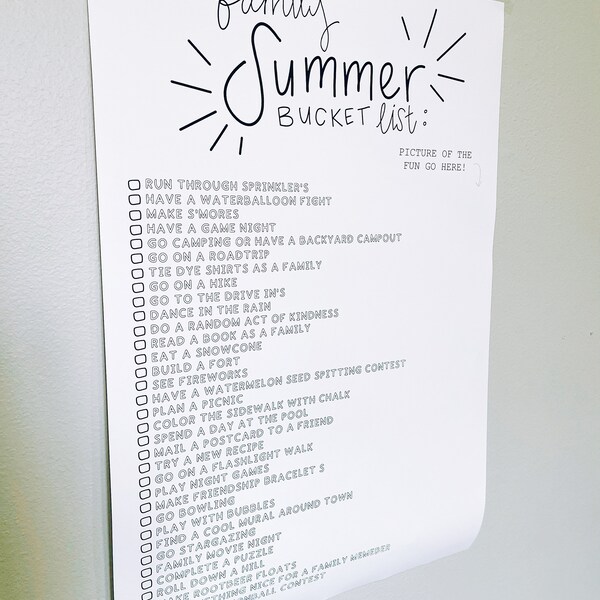Summer Bucket List for Family - Etsy