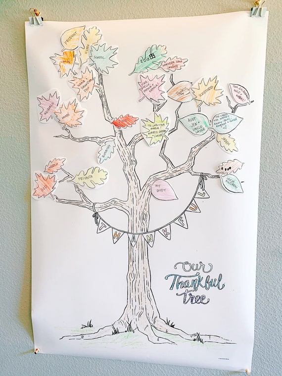 PDF Coloring Poster Thankful Tree | Etsy