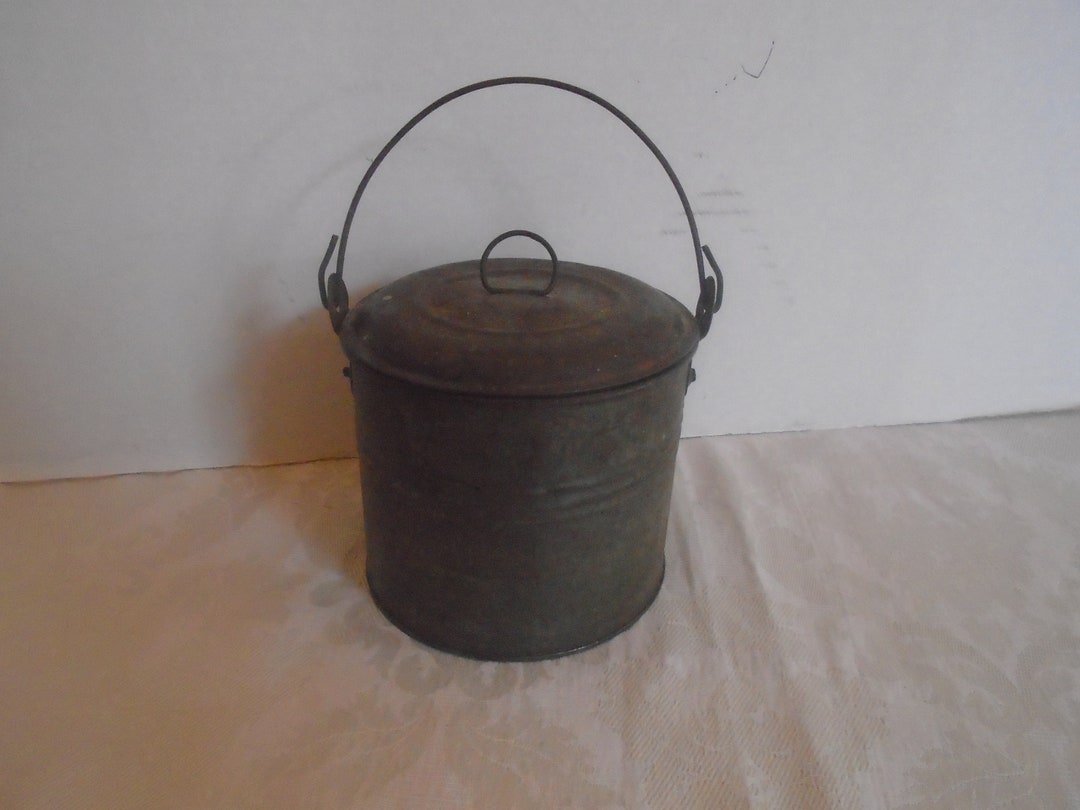 Antique Tin Pail Tin Pail With Handle - Etsy