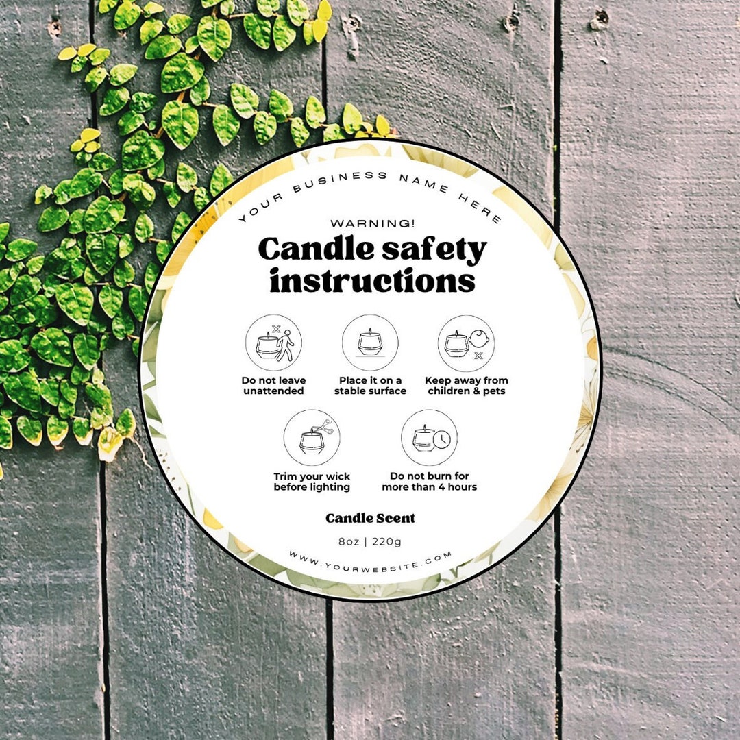 Editable Candle Warning Card, Printable Candle Care Instructions Card ...