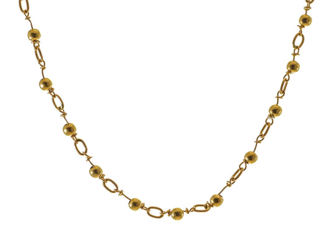 14k Solid Gold Chain Necklace: Women's Special Design, 18 In - Etsy