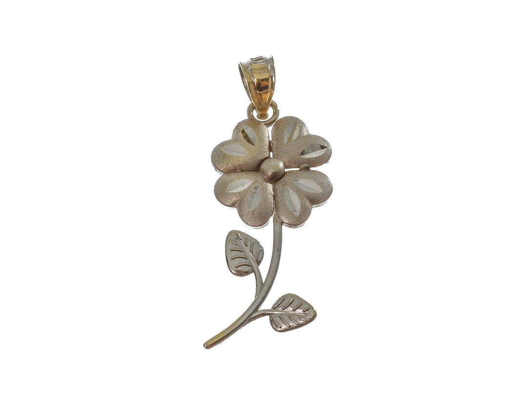 Classic 14k Solid Gold Flower-shaped Pendant 14K Solid White Gold P1445 ...