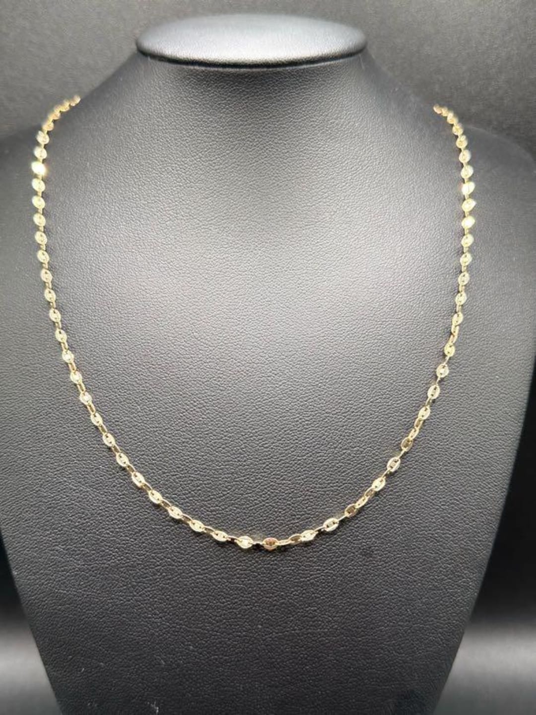 Solid 14k Gold Flat Mariner Chain, Minimalist Gucci Link Necklace, Real ...