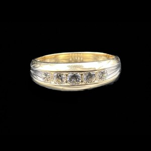 Charming 14k Solid Two Tone Gold Wedding Band Ring With Gemstones set ...