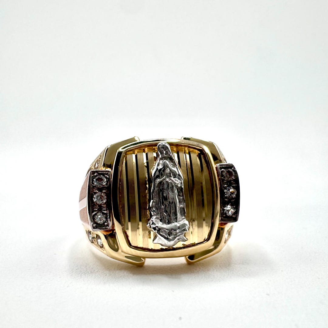 Our Lady of Guadalupe Religious Ring in 14 Karat Two Tone Gold - 14K ...
