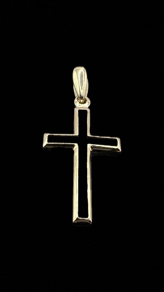 Charming 14K Solid Gold Cross Outline Religious Penda… - Gem