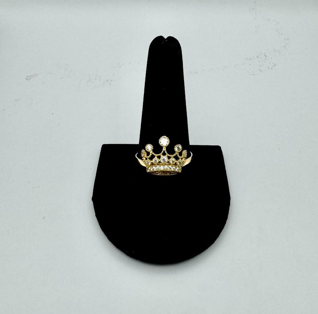 Exotic Crown-shaped Ring With Gemstones 14k Solid Yellow Gold Size 10 ...