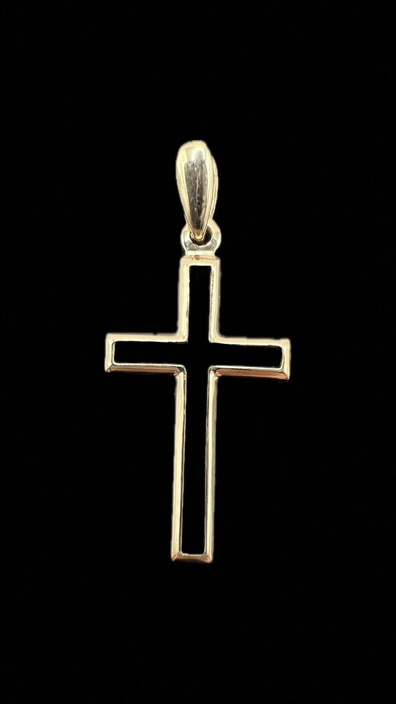 Charming 14K Solid Gold Cross Outline Religious Penda… - Gem