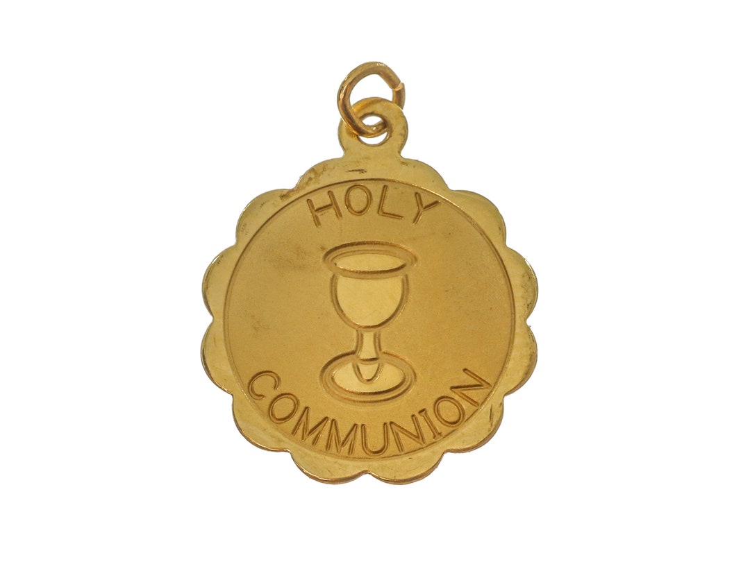 14k Solid Gold Holy Communion Pendant - Circle Charm - Etsy