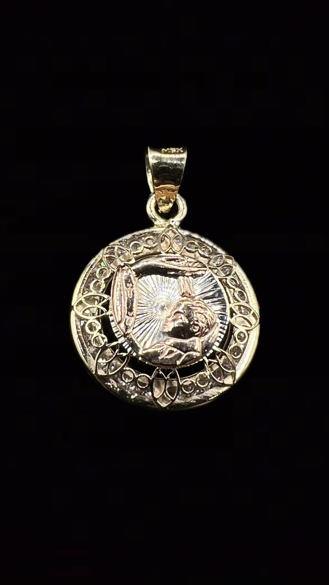 Three Tone Baptism Pendant - 14k Solid Gold- Unisex Pendant - MF10 - Etsy
