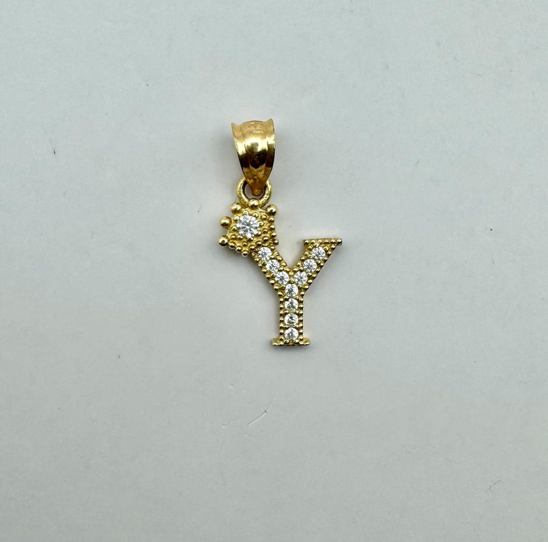14karat Yellow Gold Letter "y" Pendant With Cubic Zirconia - 14K Yellow ...