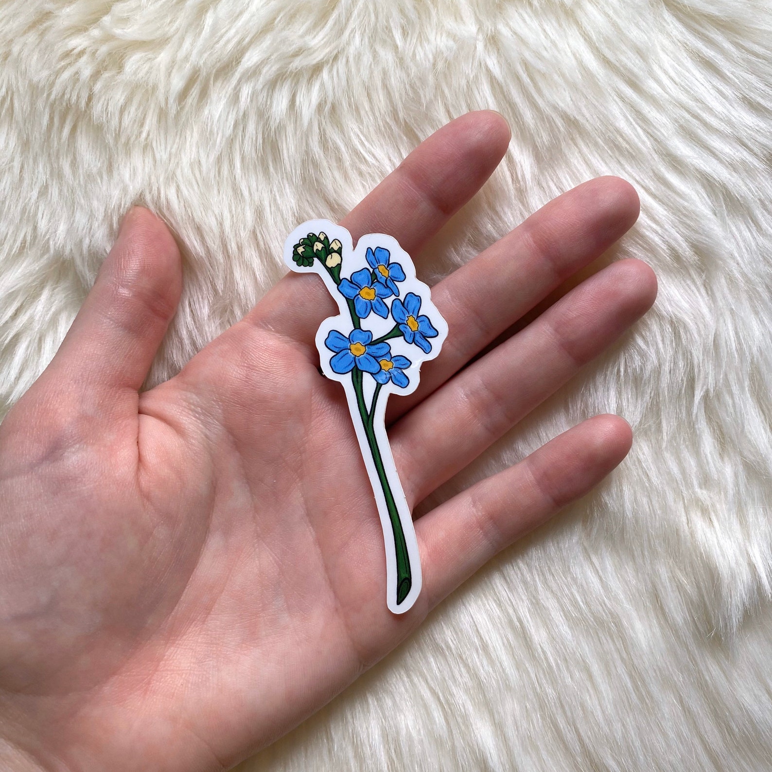 Forget Me Not Sticker Vinyl Sticker Forget Me Not Stem - Etsy