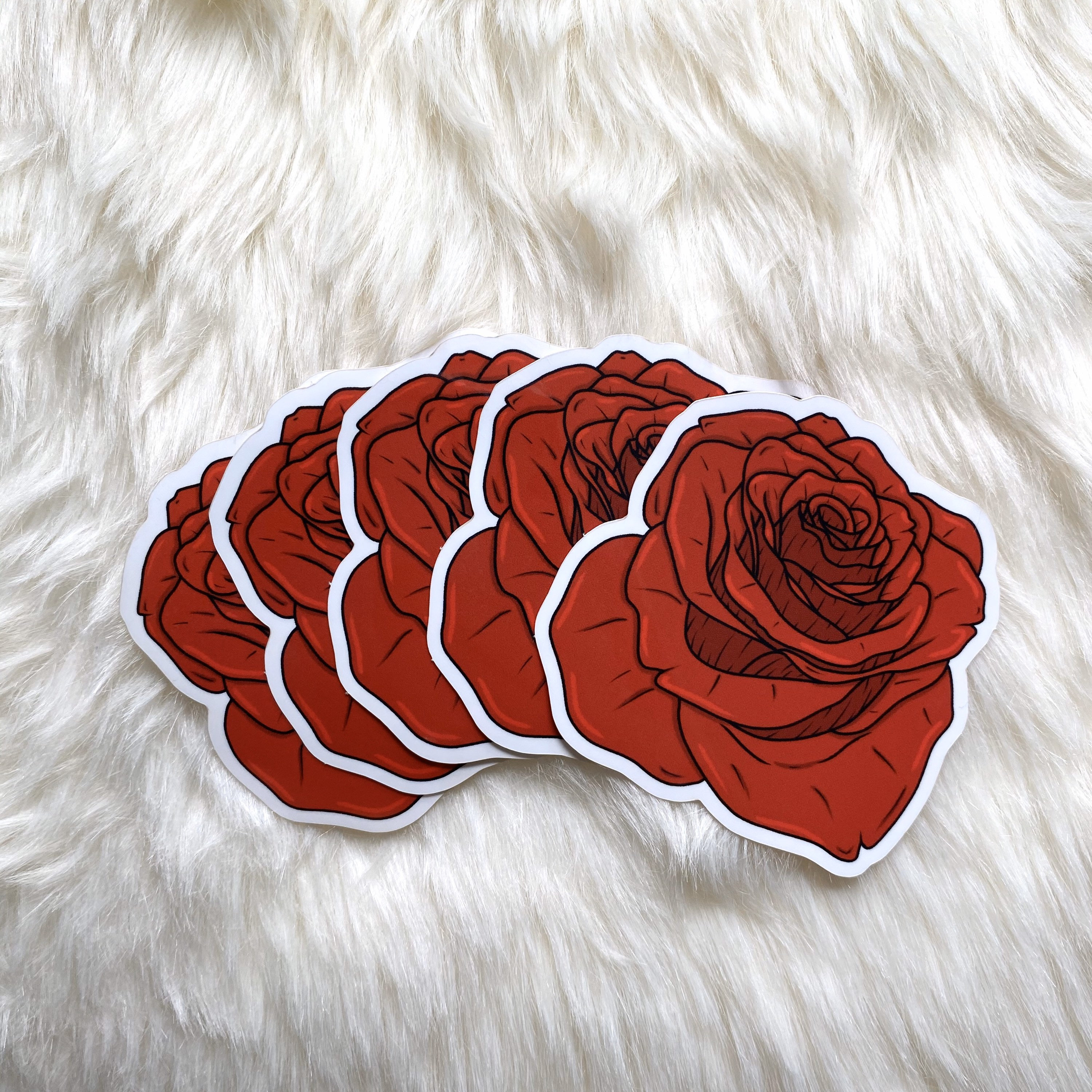 Red Rose Sticker Vinyl Flower Sticker | Etsy