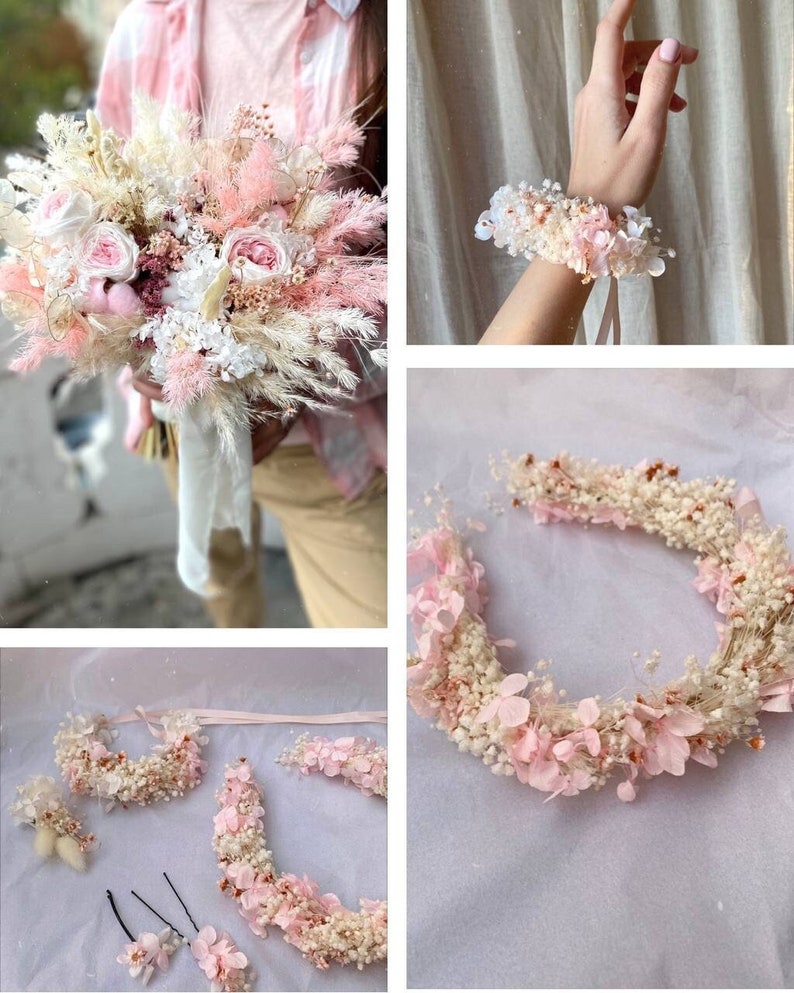 Pink Bridal Crown With Hydrangea for Bride or Flower Girl - Etsy