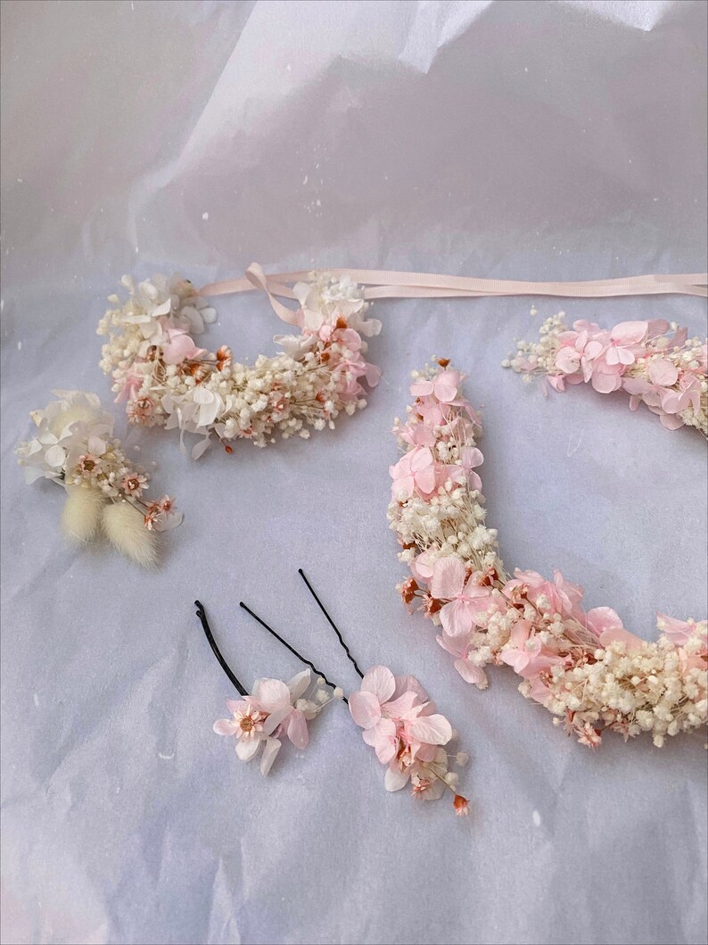 Pink Bridal Crown With Hydrangea for Bride or Flower Girl - Etsy