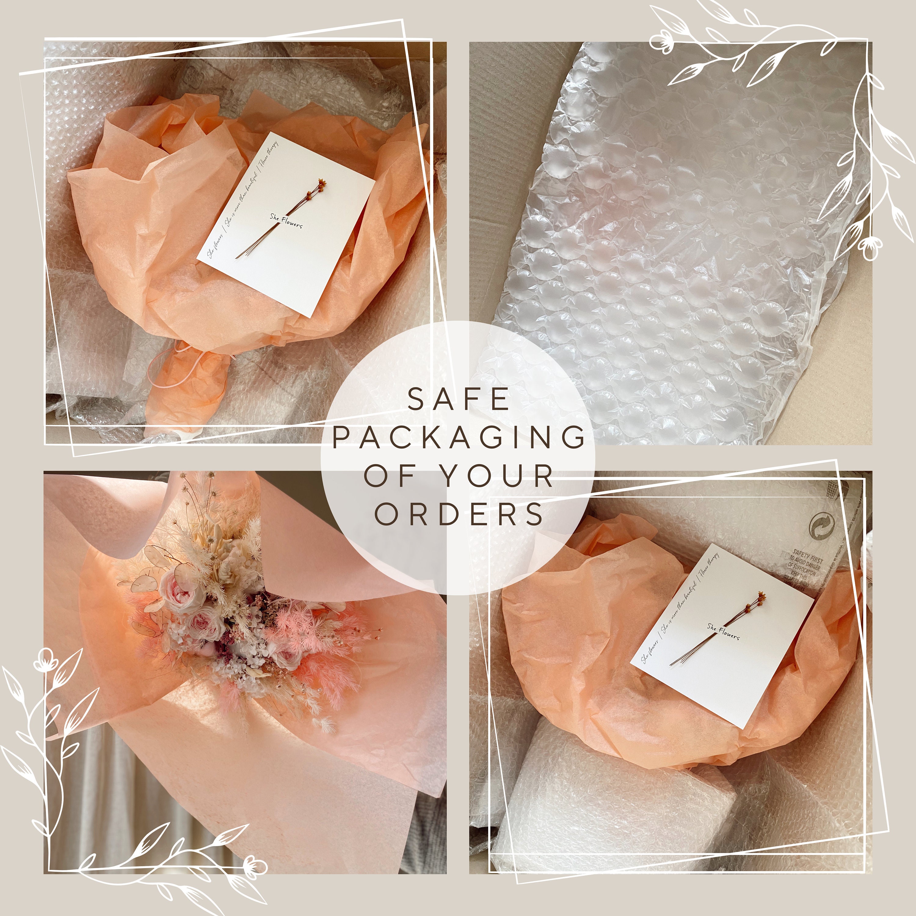 Bridesmaid Bouquet Beige Flower Arrangement Handmade Dried Floral ...