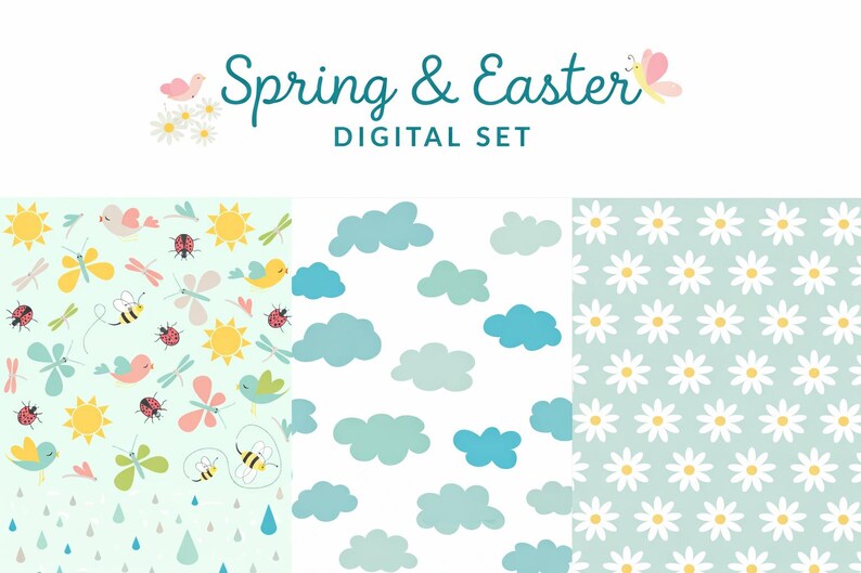 Spring Digital Paper Set – 6 Designs - Etsy