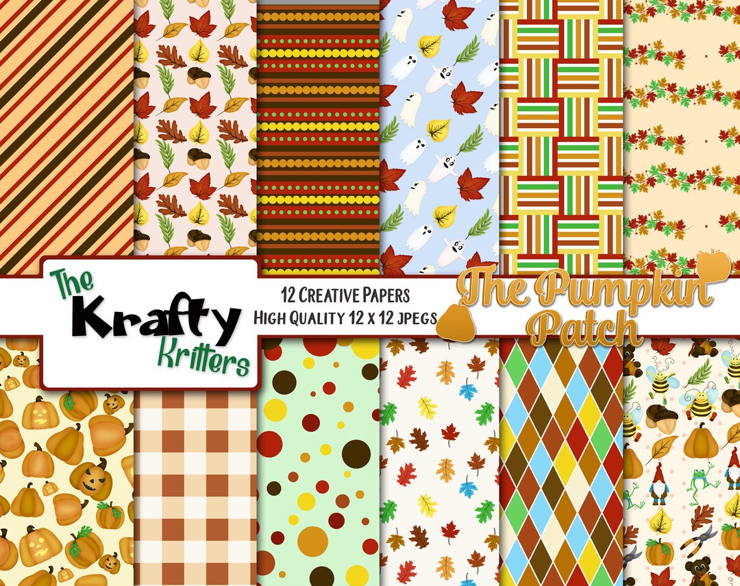 THE PUMPKIN PATCH Digital Papers, 12 High Quality Jpeg Papers Instant ...