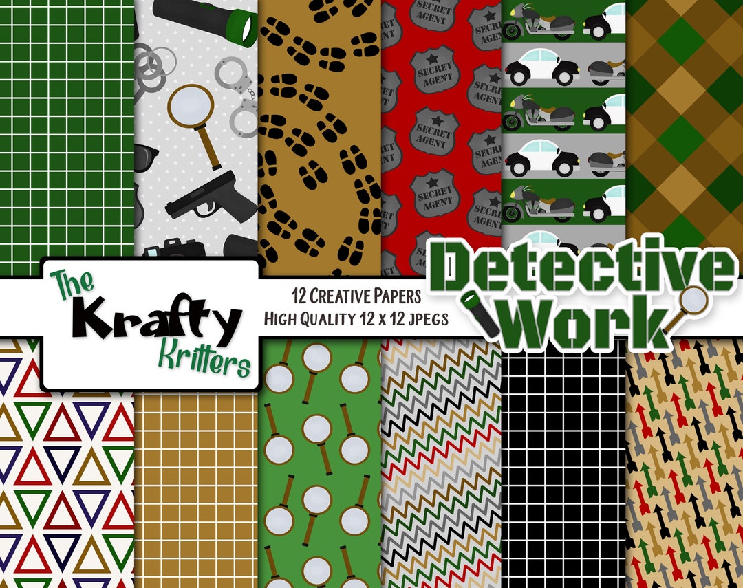 DETECTIVE Digital Papers, 12 High Quality Jpeg Papers Instant Download ...
