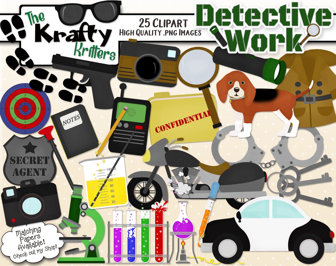DETECTIVE Digital Clipart, 25 High Qualiy Png Cliparts, Instant ...