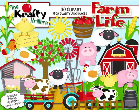 FARM LIFE Digital Clipart 30 High Qualiy png Cliparts | Etsy