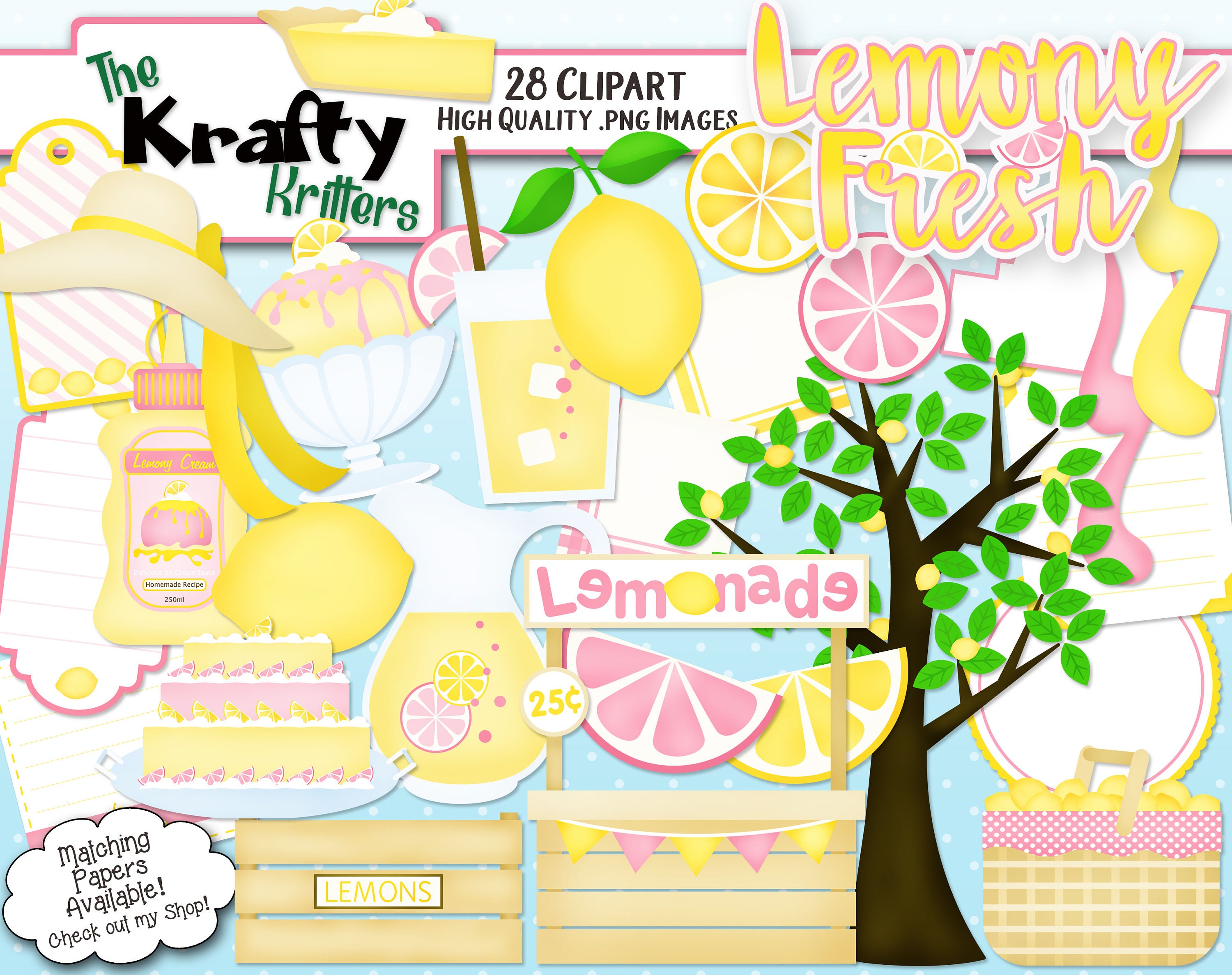 LEMONY FRESH Digital Clipart 28 High Qualiy Png Cliparts - Etsy