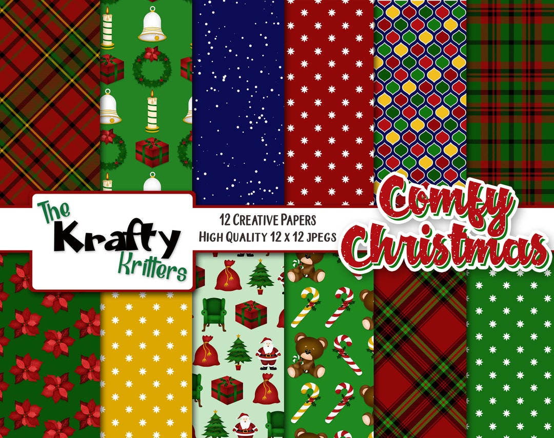 COMFY CHRISTMAS Digital Papers 12 High Quality Jpeg Papers - Etsy