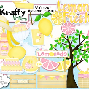 LEMONY FRESH Clipart & Papers Kit, 28 Png Cliparts, 12 Jpeg Papers ...