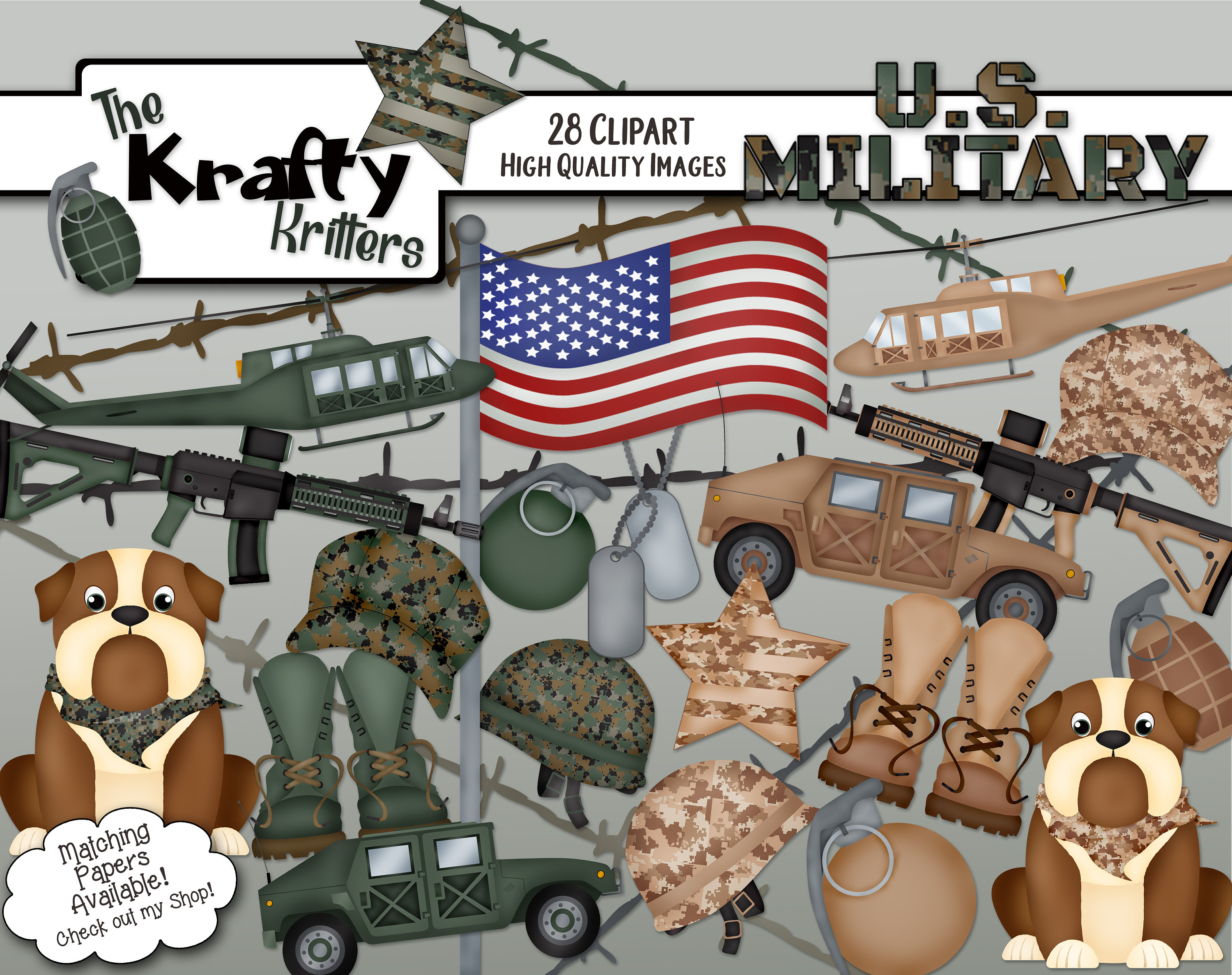 U.S. MILITARY Digital Clipart, 28 High Qualiy Png Cliparts, Instant ...