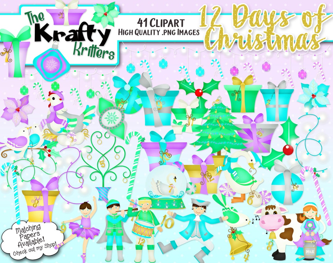 12 DAYS OF CHRISTMAS Digital Clipart 41 High Qualiy Png - Etsy