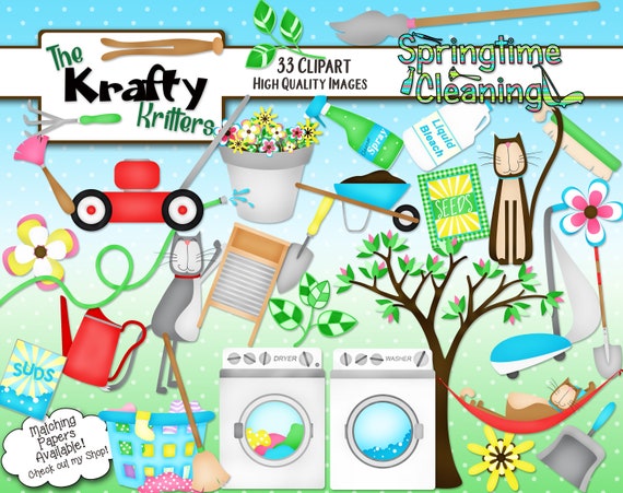 SPRINGTIME CLEANING Digital Clipart 33 High Qualiy Png - Etsy