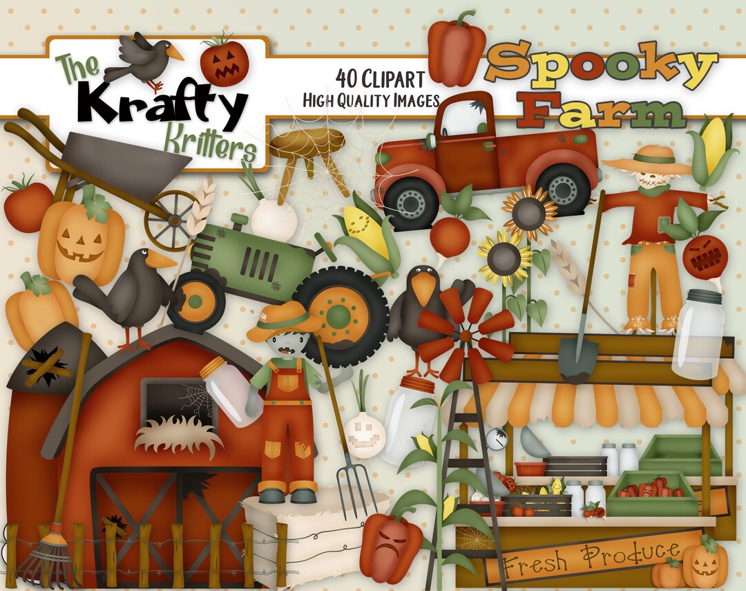 SPOOKY FARM Digital Clipart, 40 High Qualiy Png Cliparts, Instant ...