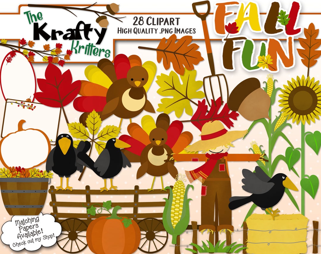 FALL FUN Digital Clipart, 28 High Qualiy Png Cliparts, Instant Download ...