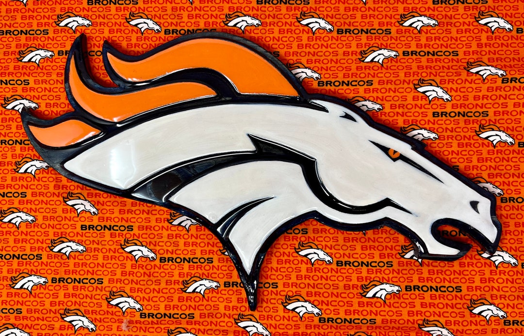 Denver Broncos Wood & Epoxy Wall Art: Football Fan Decor - Etsy
