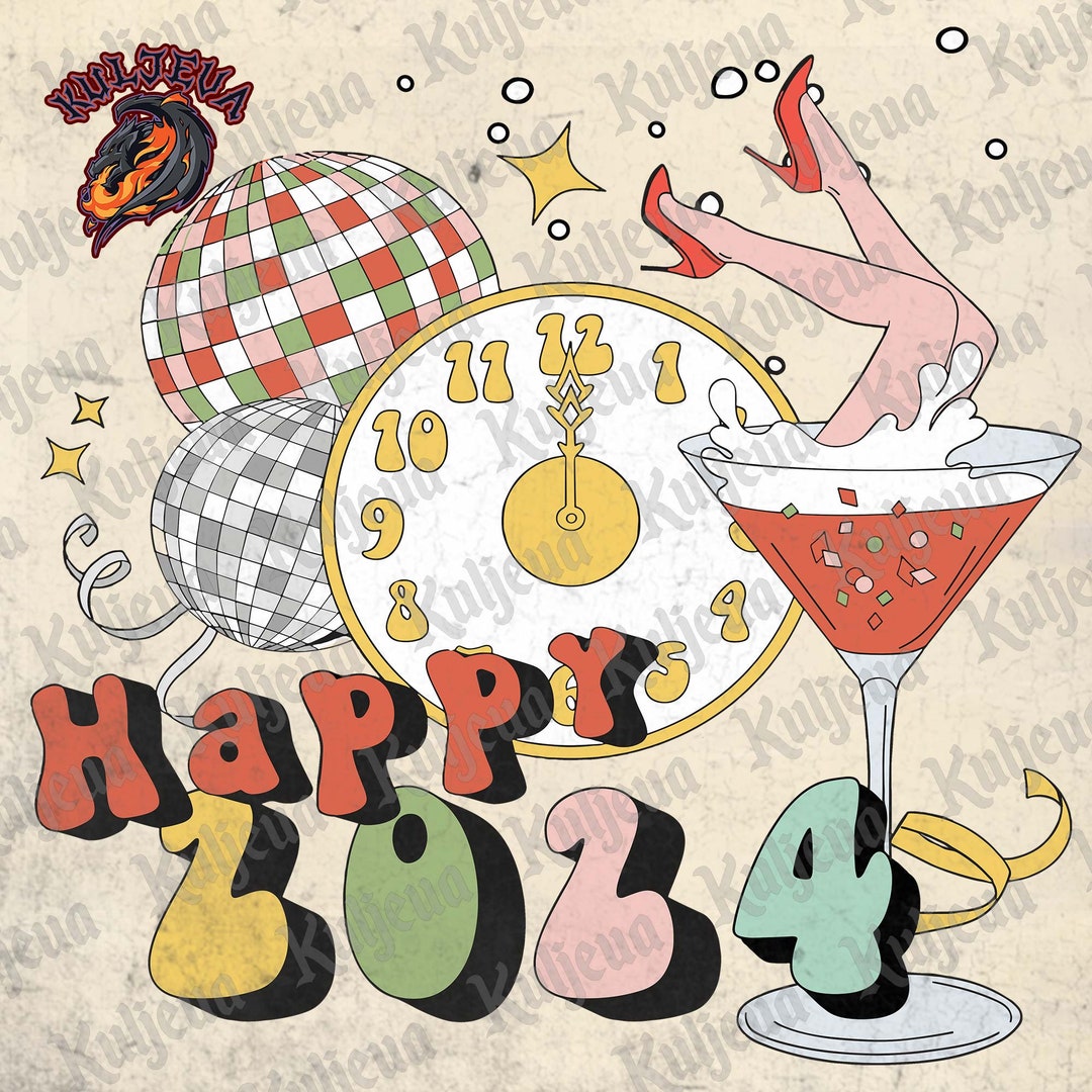 Happy New Year 2024 Png Vintage New Year 2024 Png Retro New - Etsy