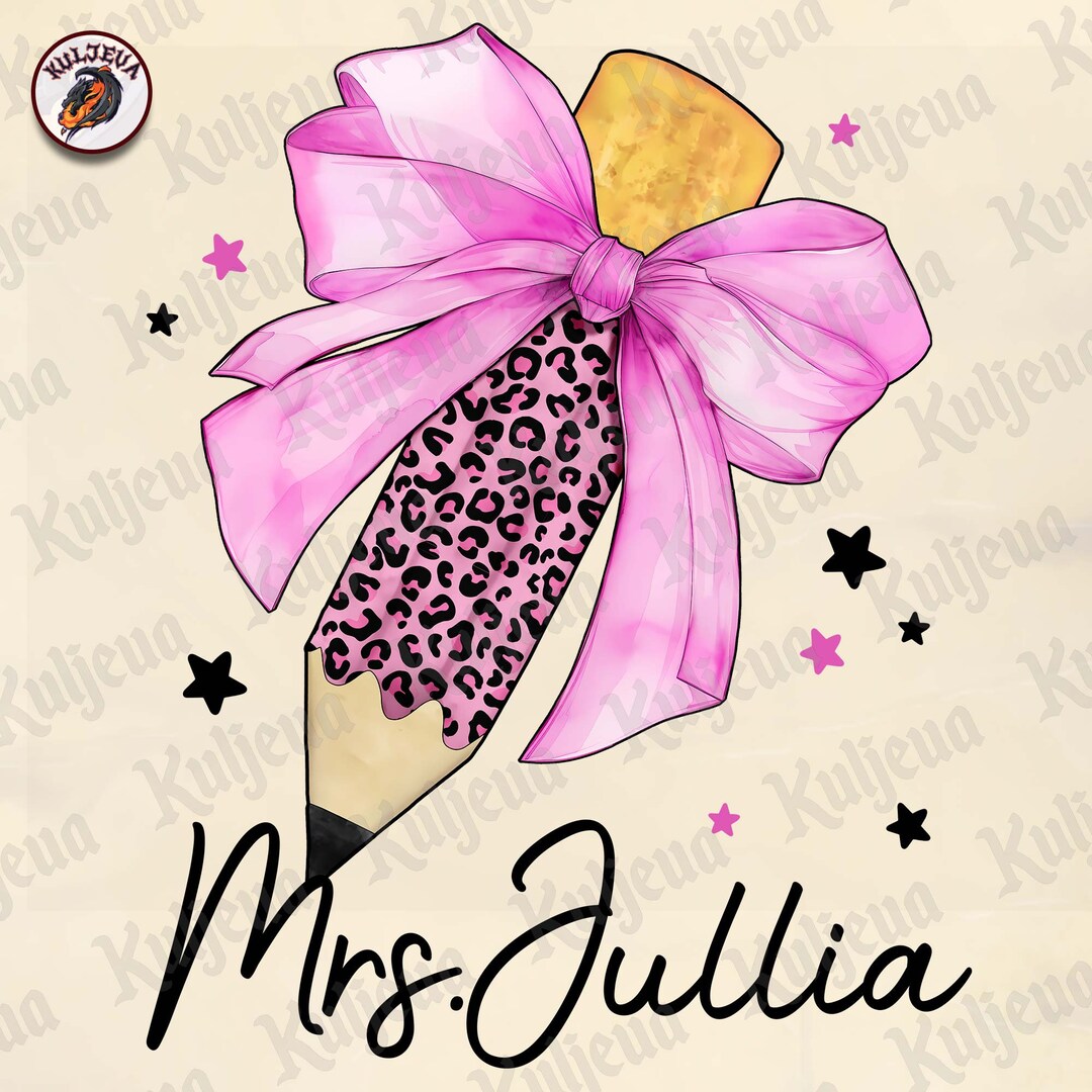 Back to School Png, Custom Coquette Pencil Png, Leopard Teacher Png ...