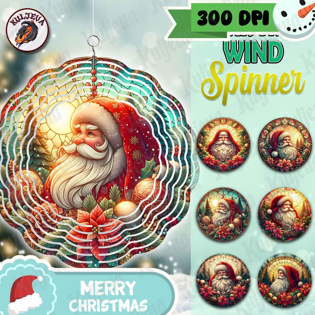 Christmas Santa Wind Spinner Png, Christmas Tree 10 Inch Round Wind ...