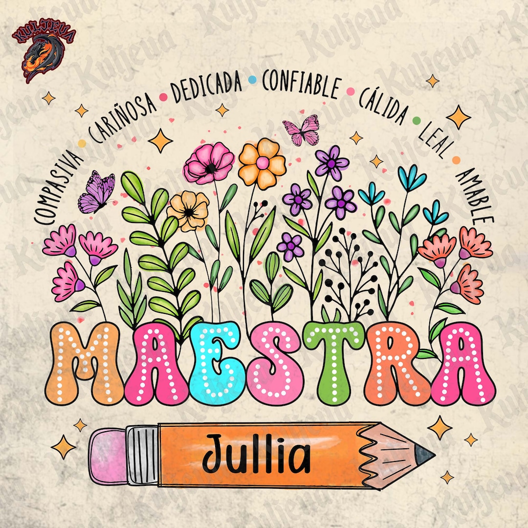 Maestra Floral Teacher Png, Spanish Teacher Png, Back to School ...