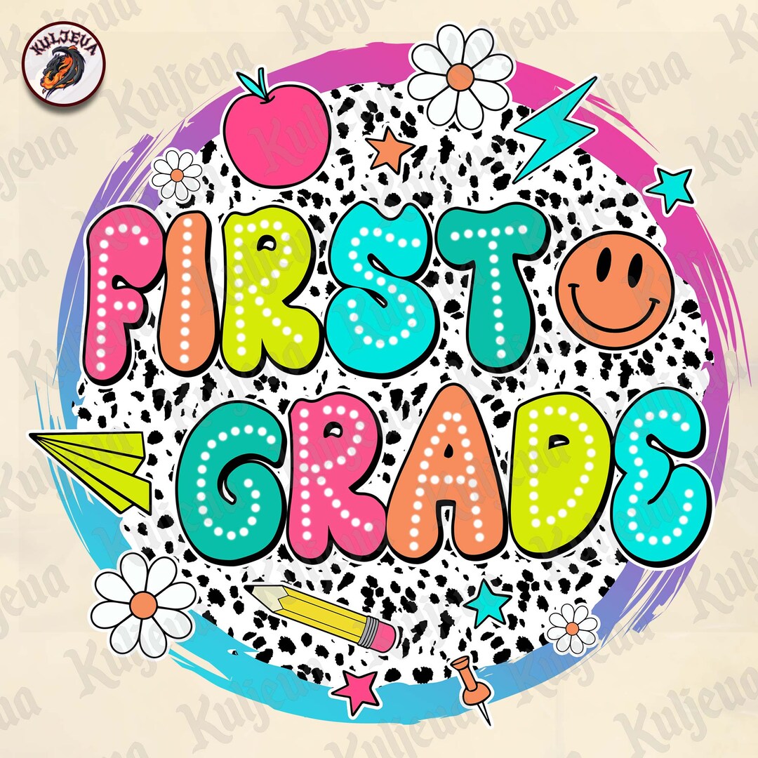 First Grade Dalmatian Colorful Png, Groovy 1st Grade Png, Back to ...