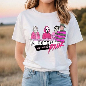 In October We Wear Pink Png, Horror Movie Pink Png, Breast Cancer ...
