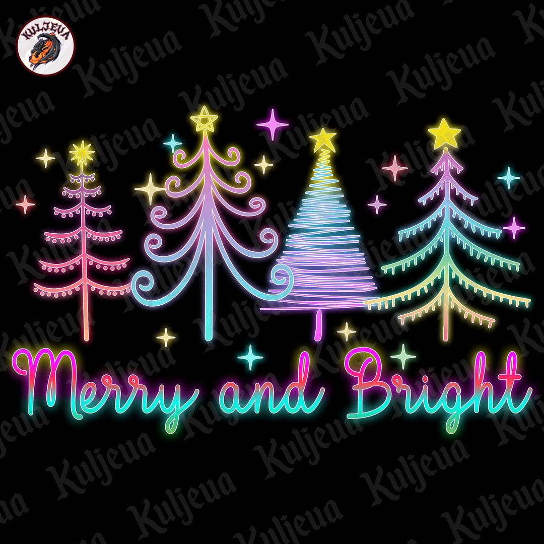 Boho Christmas Tree Png, Merry and Bright Neon Png, Pink Christmas Tree ...