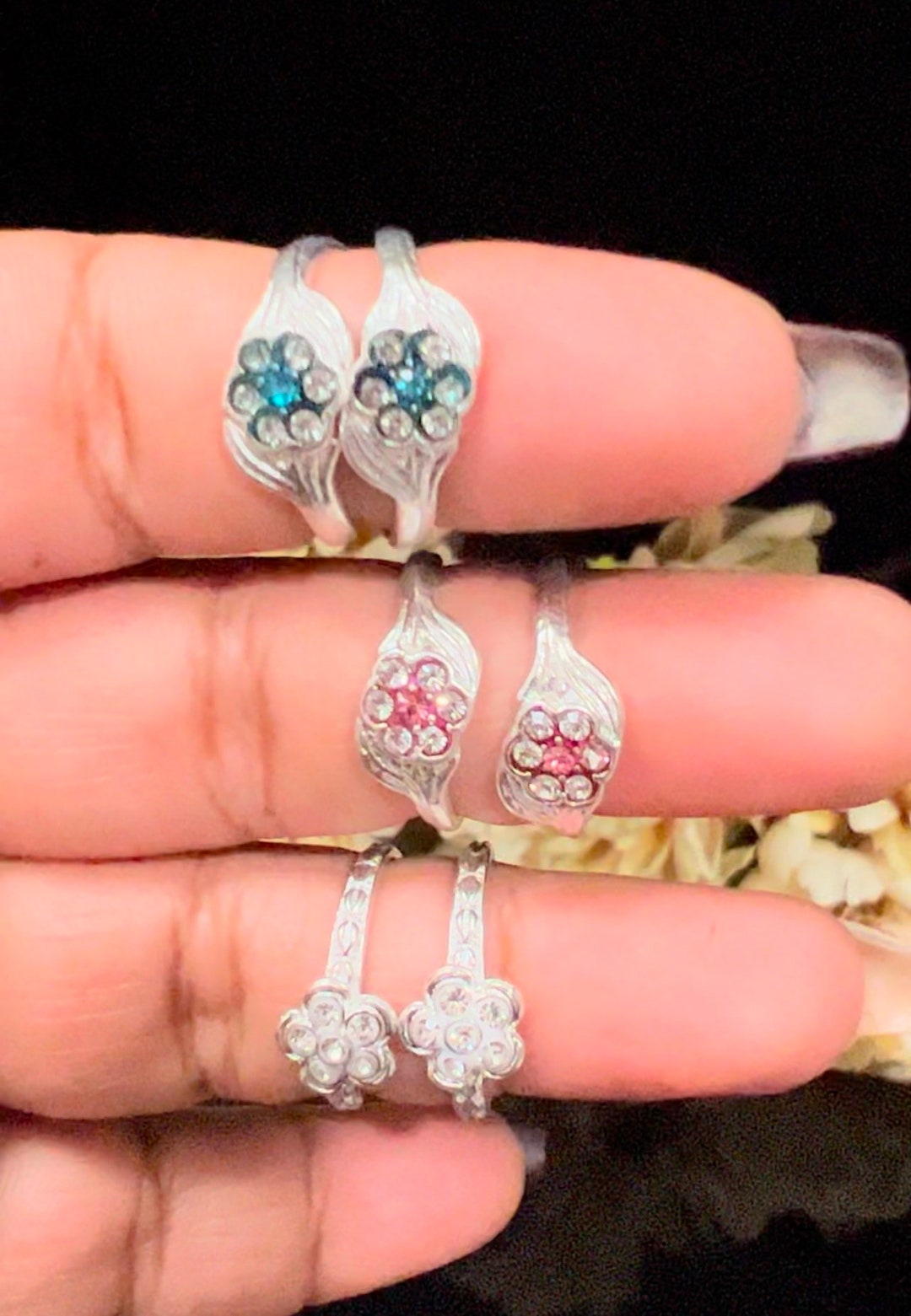 Indian Toe Ring/ Toe Ring/ 2 Ring/ Meenakari Ring/ Pair/ Sterling ...